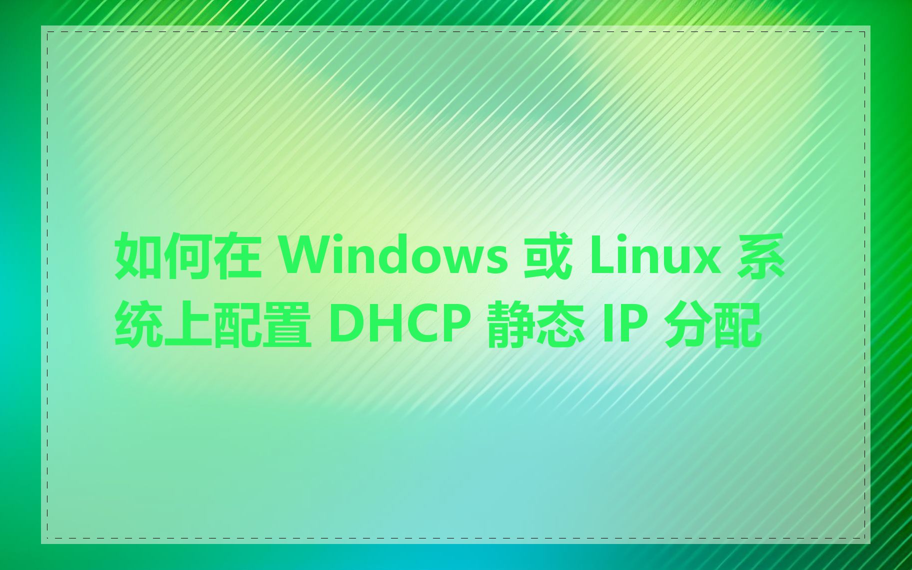 如何在 Windows 或 Linux 系统上配置 DHCP 静态 IP 分配
